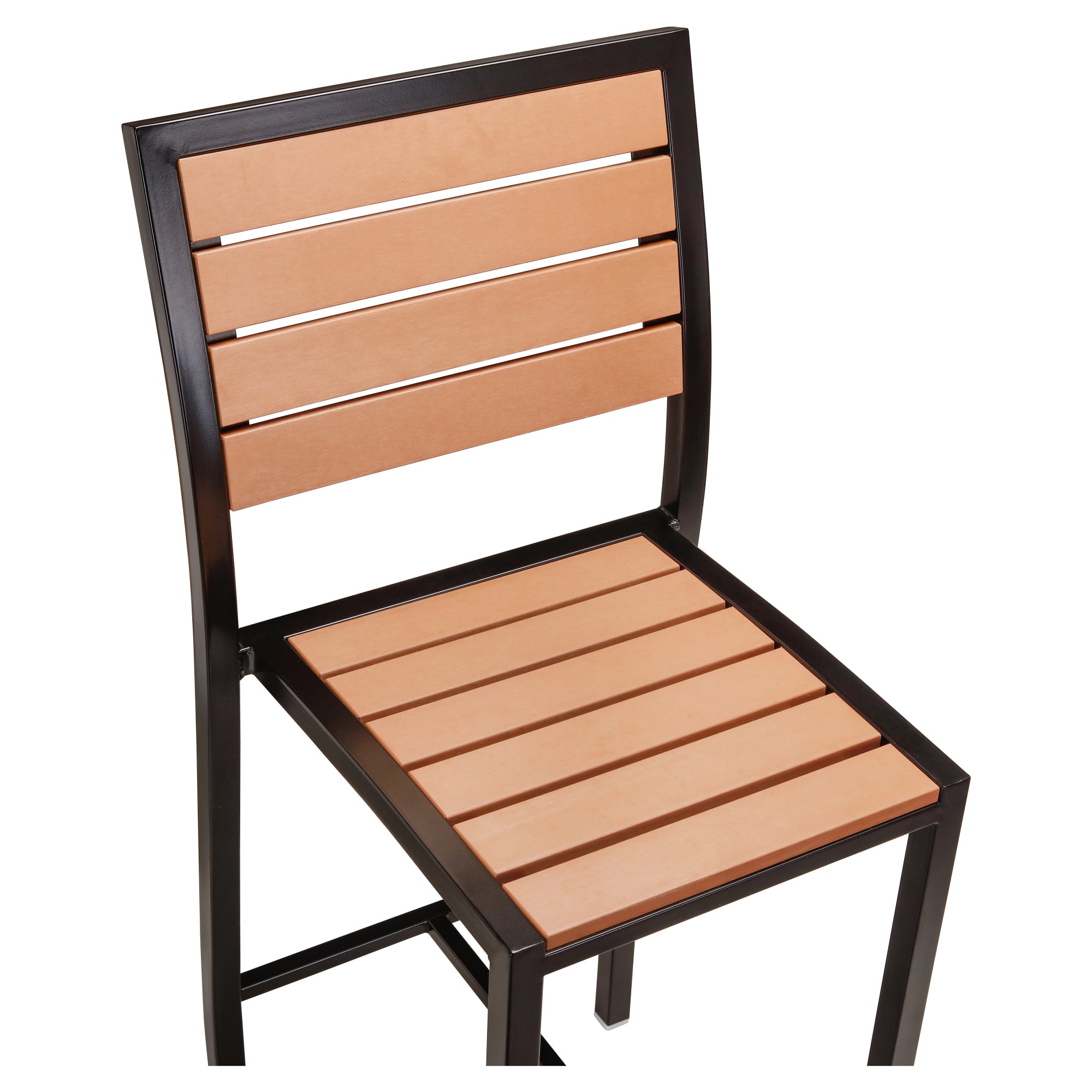 Black Heavy Duty Faux Teak Bar Stool